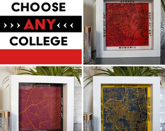 Custom College Wood Map Personalized University Map of College Campus ...
