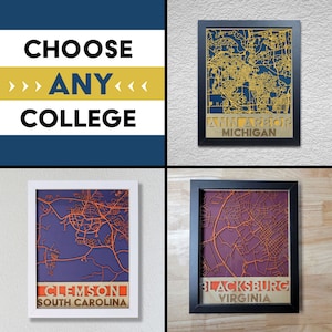 Custom College Wood Map Personalized University Map of College Campus ...
