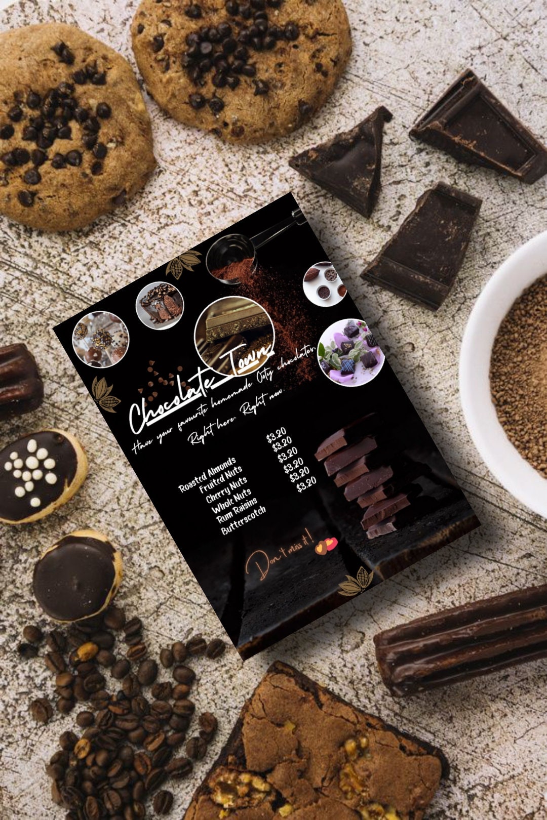 Chocolate Menu Card Editable Menu Card Instant Download Canva Template ...