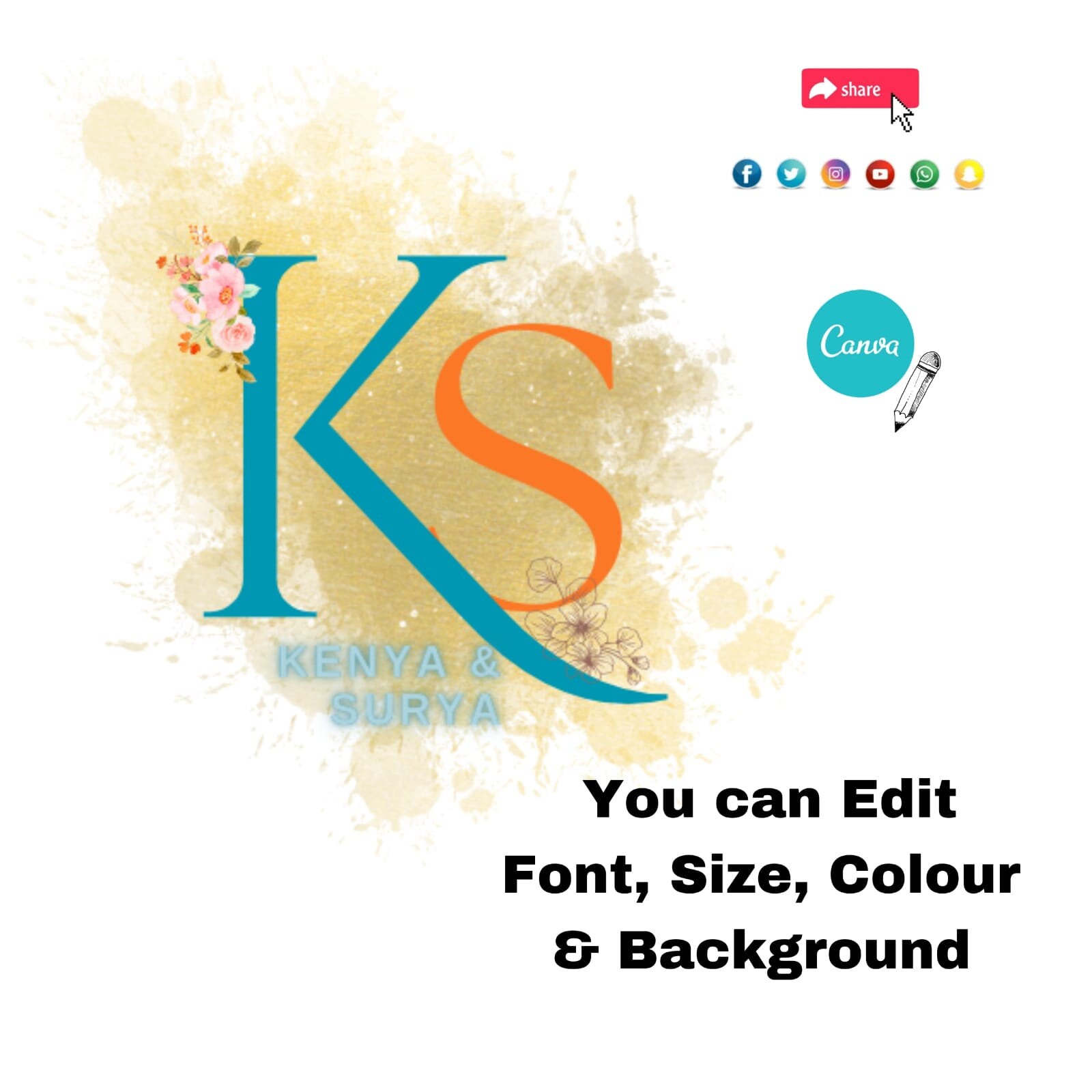 Text Logo Name Instant Download Digital Download Canva Template ...