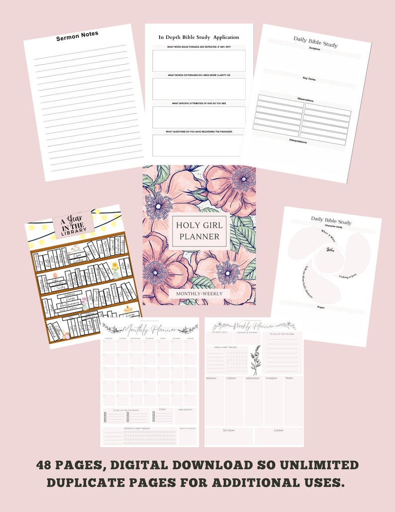 Holly Girl Christian Devotional Digital Planner|weekly-monthly Calendar ...