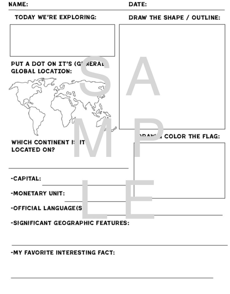 Geography Worksheet - Etsy