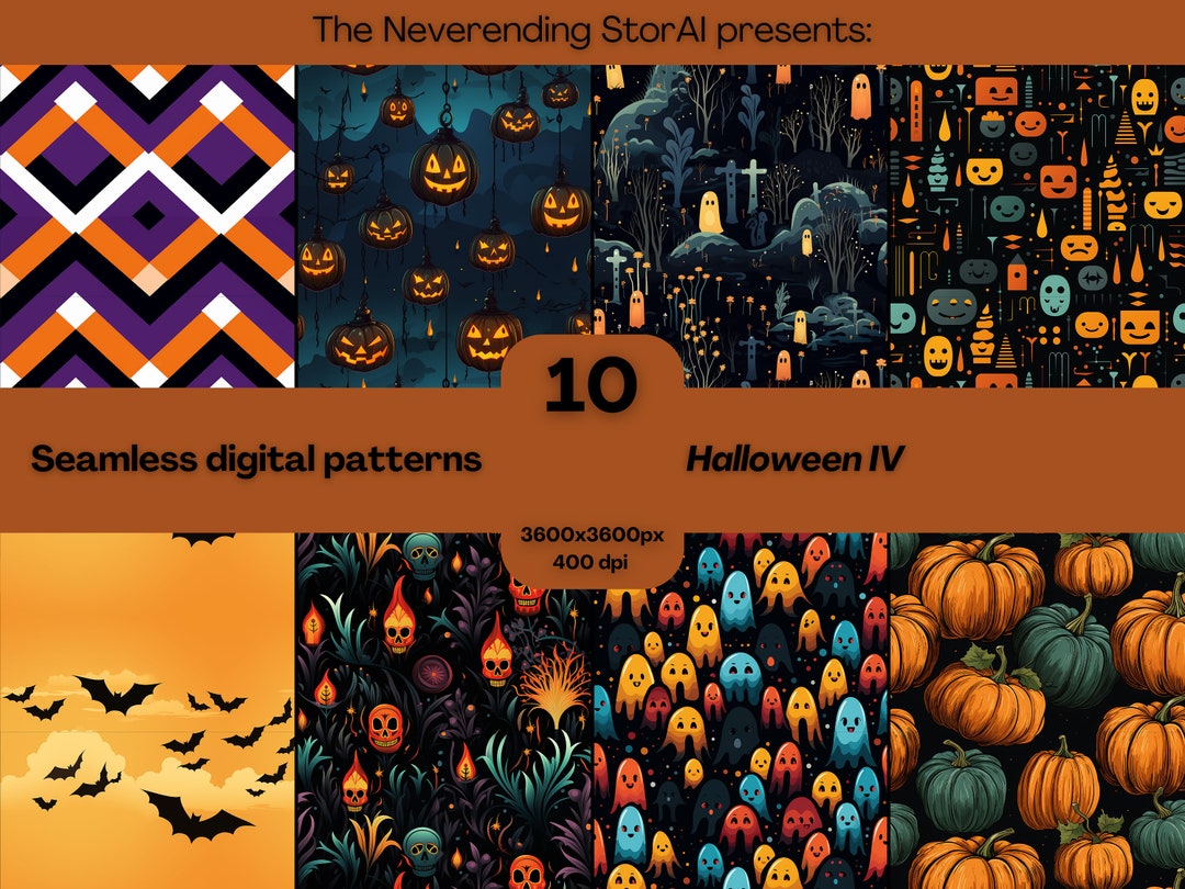 Seamless Halloween Theme IV Bundle Digital Paper Art Pattern - Etsy