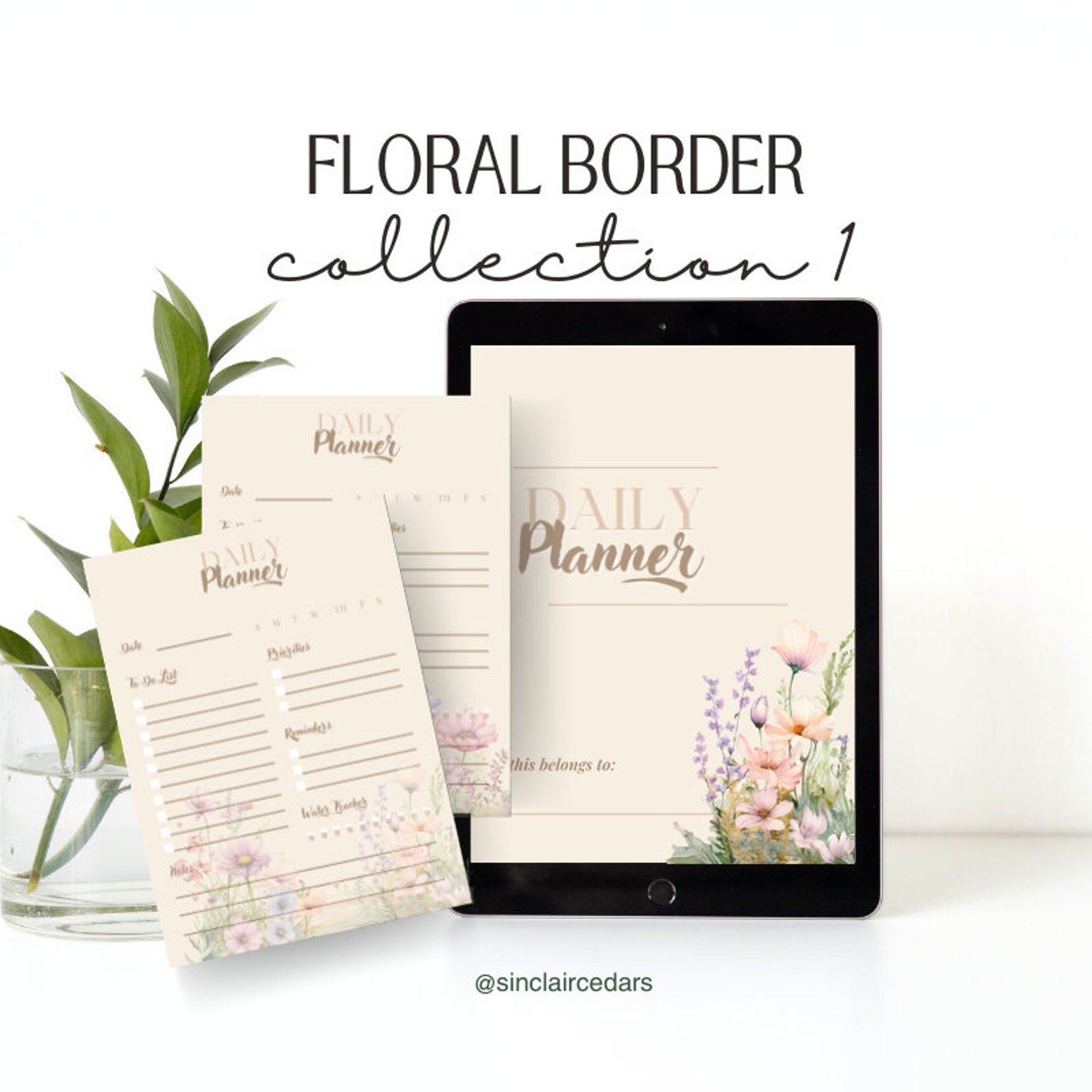 Floral Border Collection 1: Floral Clipart Watercolor Border - Etsy