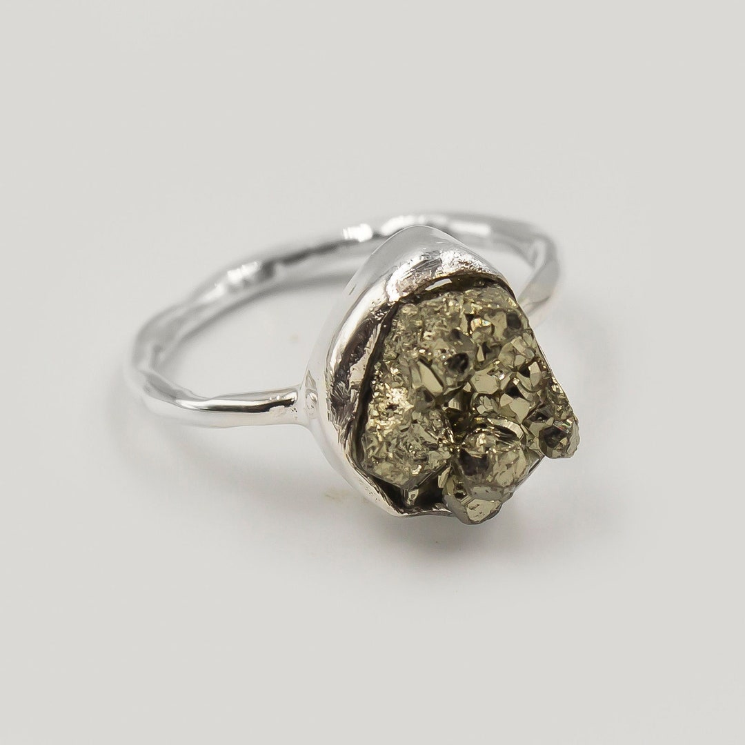 Natural Pyrite Raw Gemstone Ring, Solid 925 Ring, Pyrite Rough Stone ...