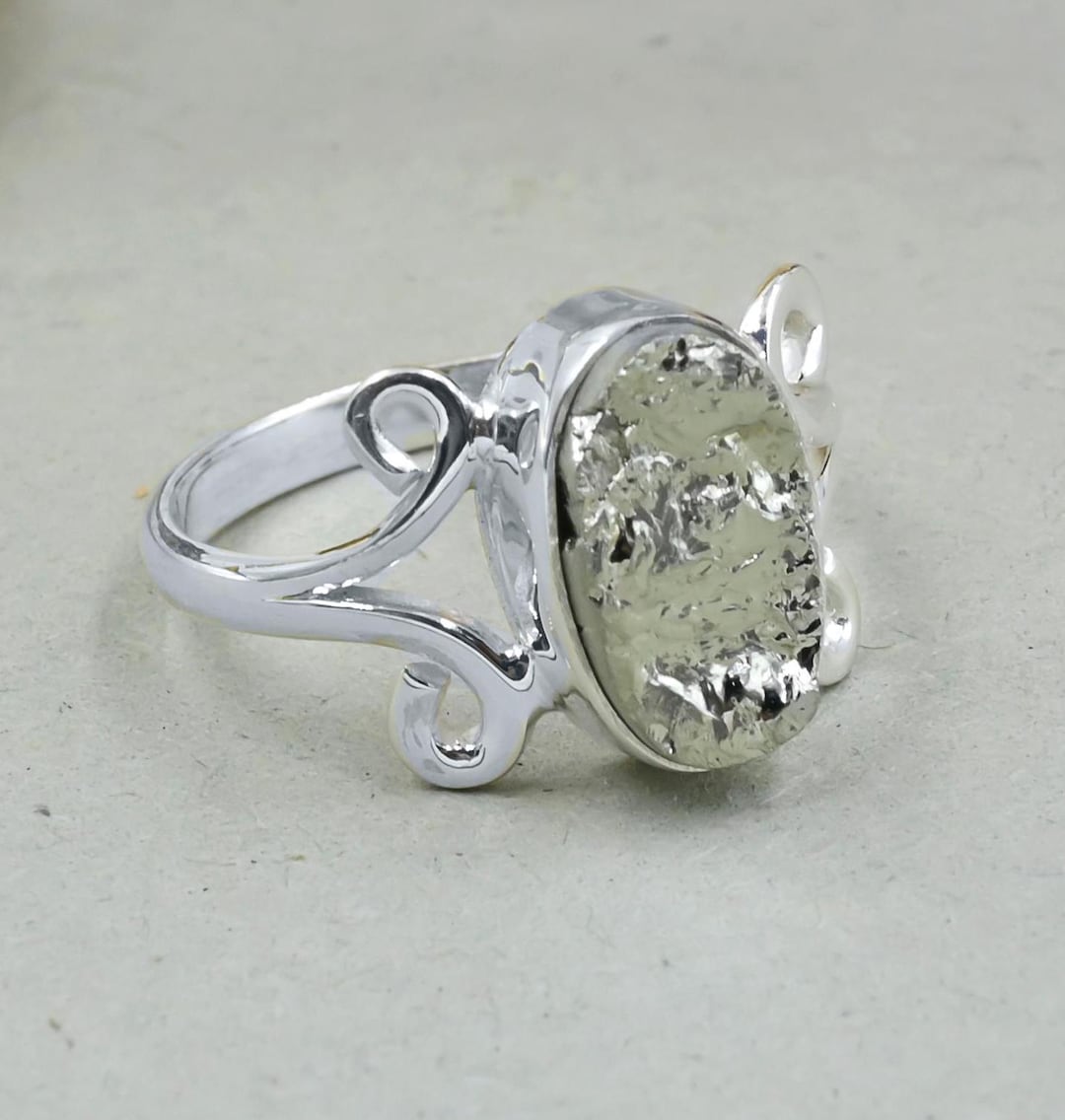 Crystal Pyrite Raw Gemstone Ring, Solid 925 Ring, Natural Pyrite Rough ...