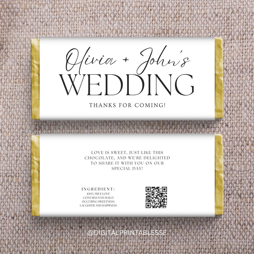 Editable Chocolate Bar Wrapper Template for Wedding Bridal - Etsy Australia