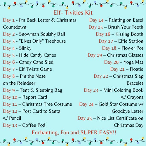 25 Day Christmas Elf Activity Kit - Etsy