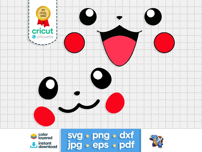 2 Layered Pikachu Face Mini Pack SVG Bundle Pokem Pikachu Head PNG ...