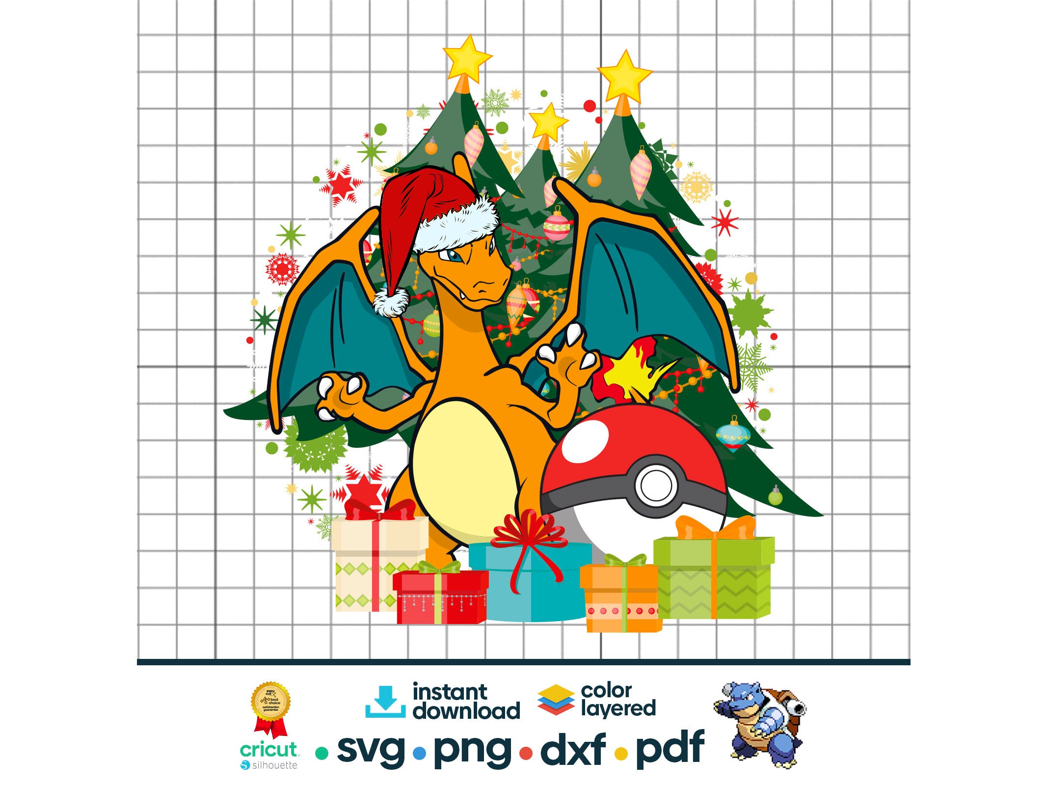 Poke Charizard Christmas Layered SVG Cricut Cut File Silhouette Instant ...