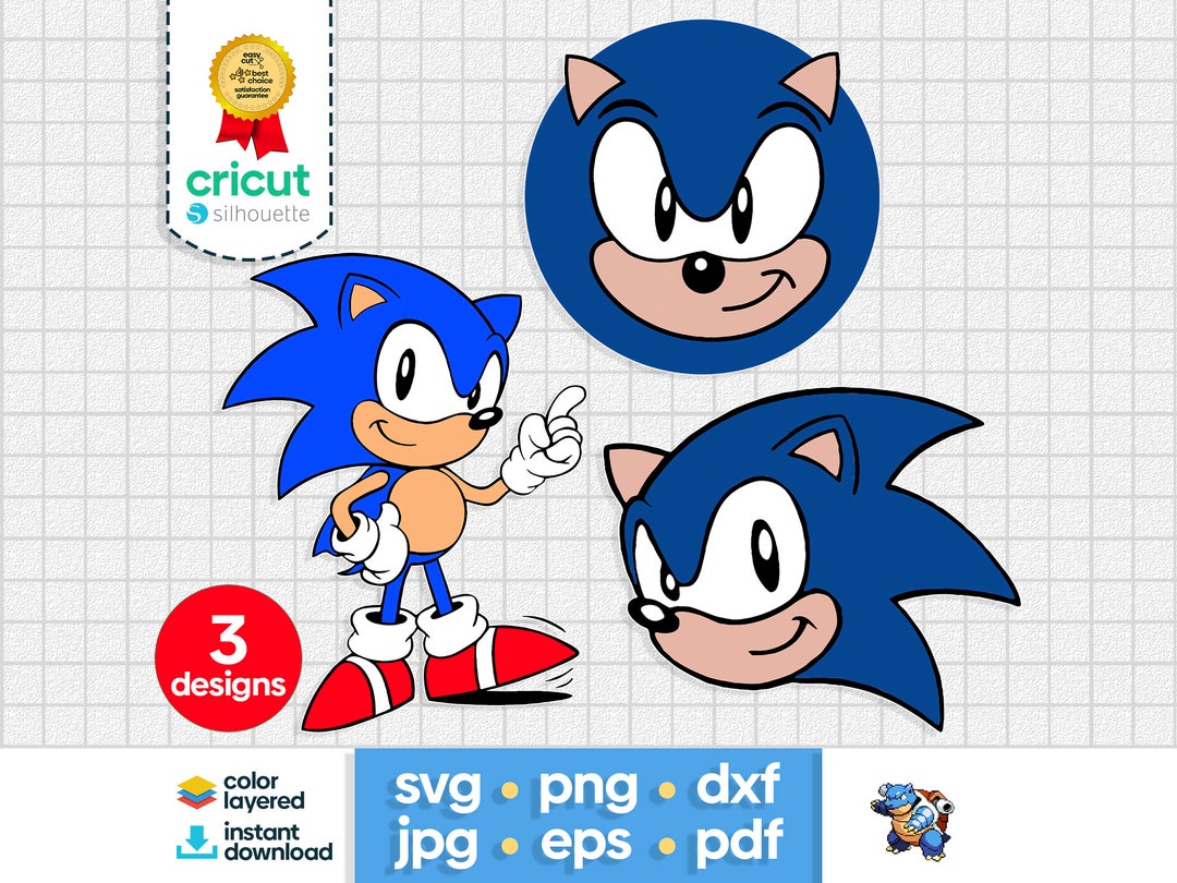 3 Layered the Hedgehog Sonic Bundle SVG Blue Sonic Face PNG Clipart ...