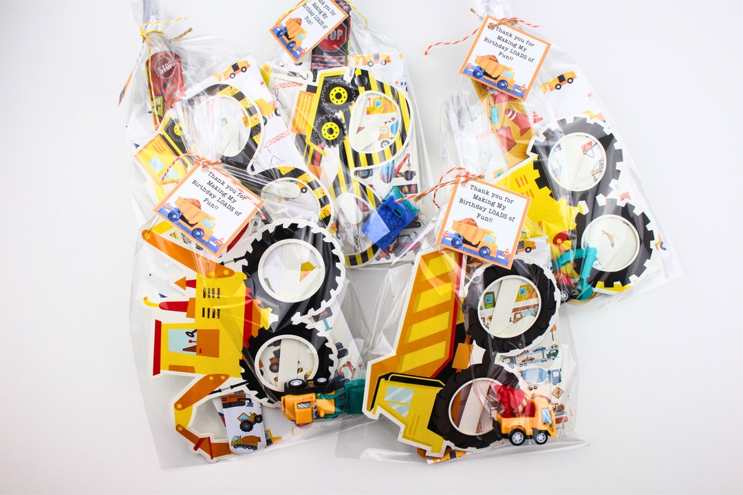 Construction Party Favor Bags Pre-assembled Bag Includes 5 Unique Gifts ...
