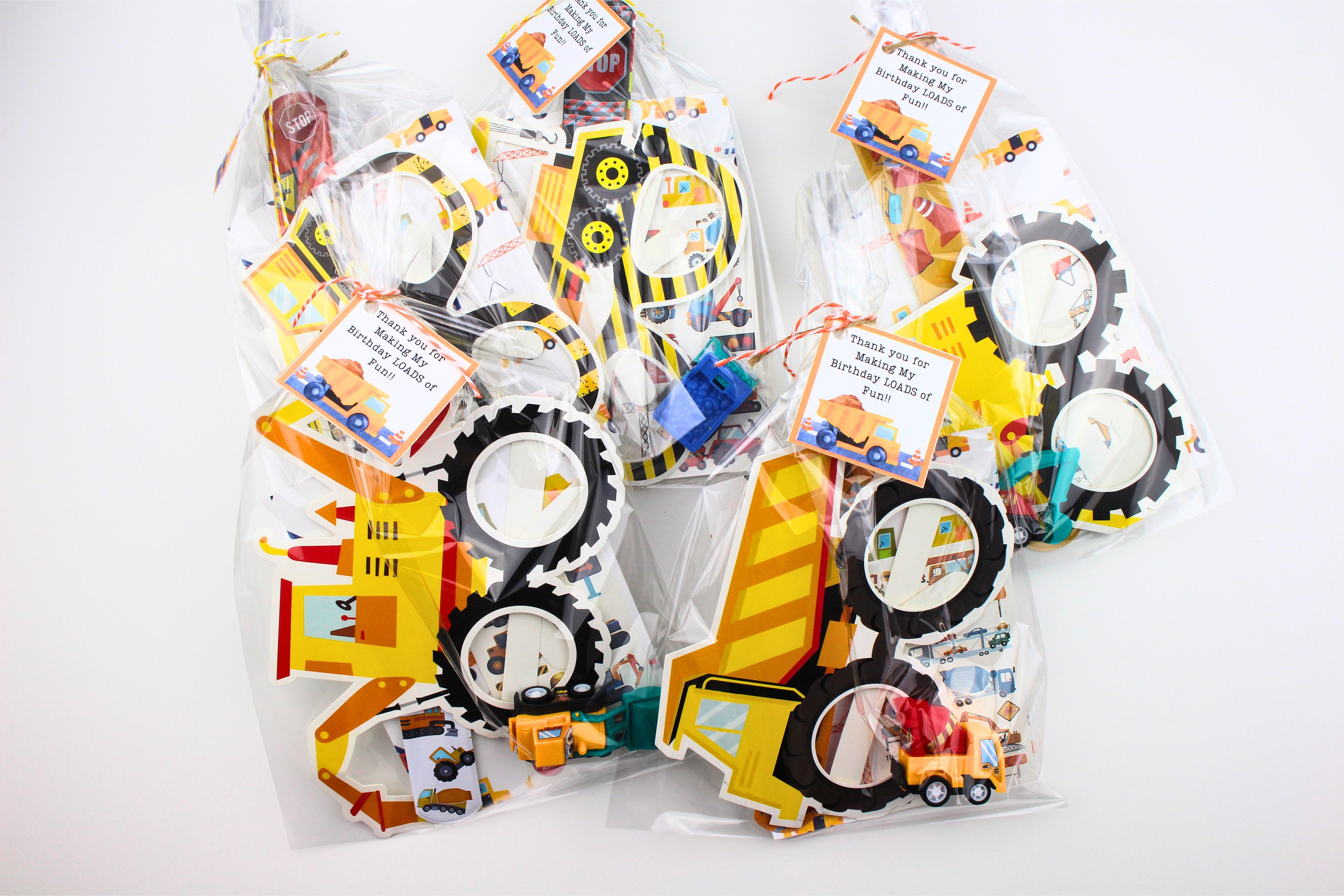 Construction Party Favor Bags Pre-assembled Bag Includes 5 Unique Gifts ...