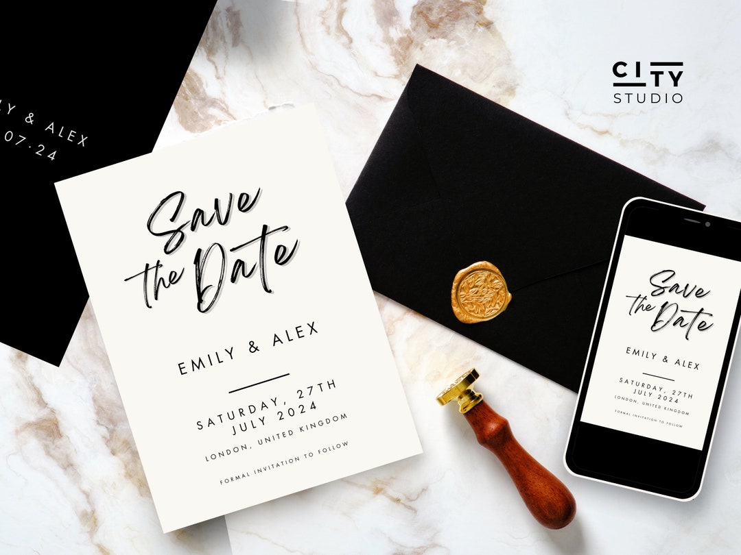 Editable Minimal Save the Date Invitation / Card - Print or Text ...