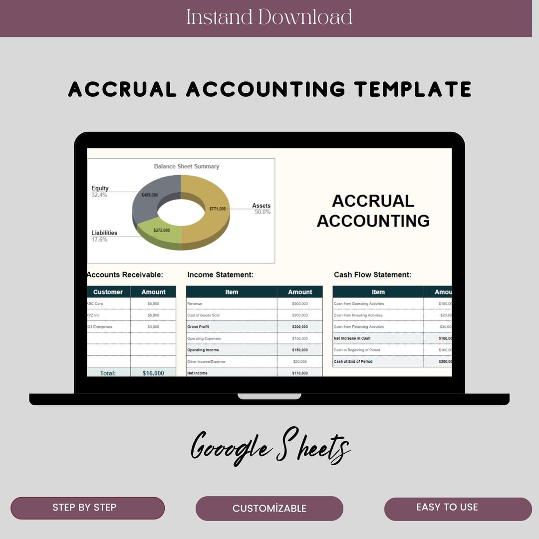 Accrual Accounting Template for Google Sheets, Editable Financial Tracker, Digital Download for ...