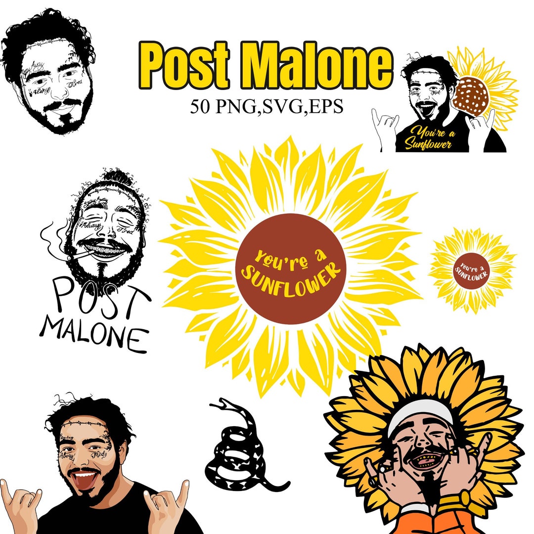 Post Malone Svg Png Eps Vector, Post Malone Face, American Rapper, Rock ...