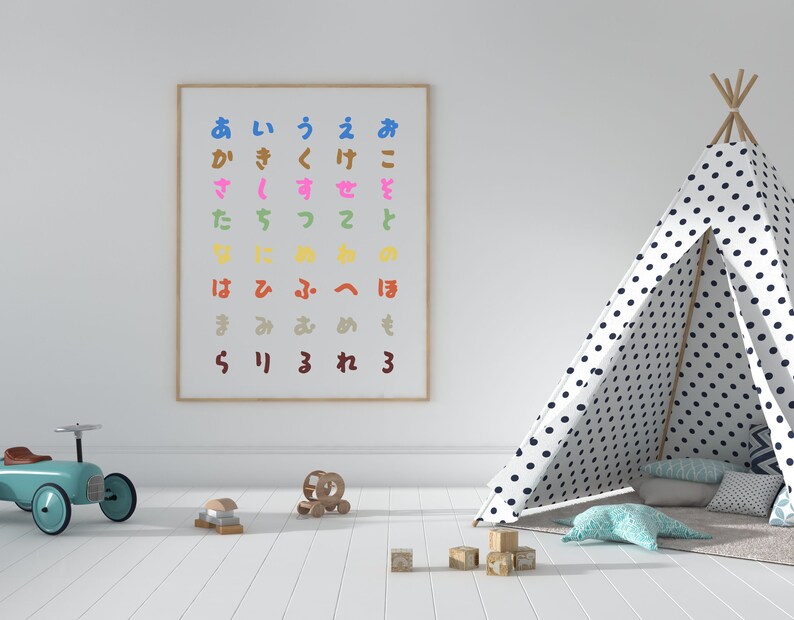 Alphabet Poster, Japanese Writing Art, Kids Room Decoration, Digital ...