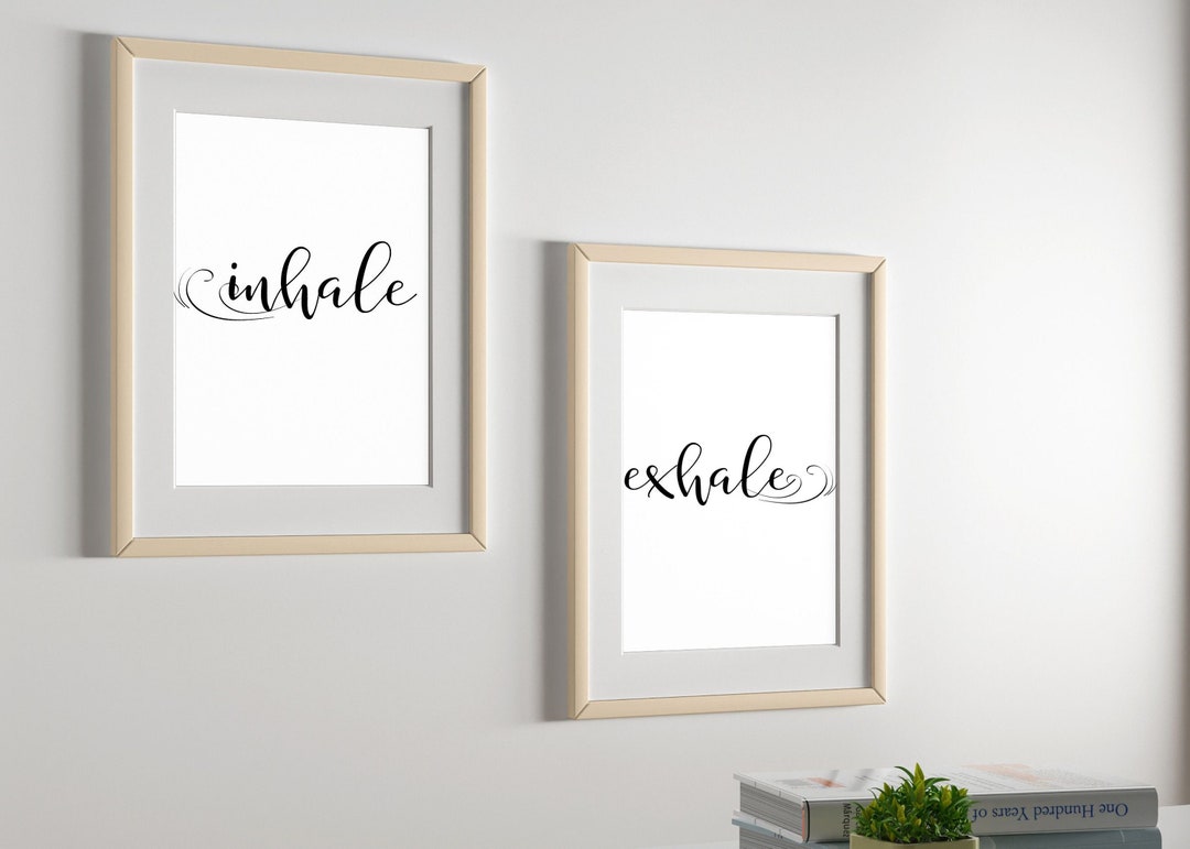 Inhale Exhale Wall Print, Gym Poster, Set of 2, Inhale Exhale Signs ...