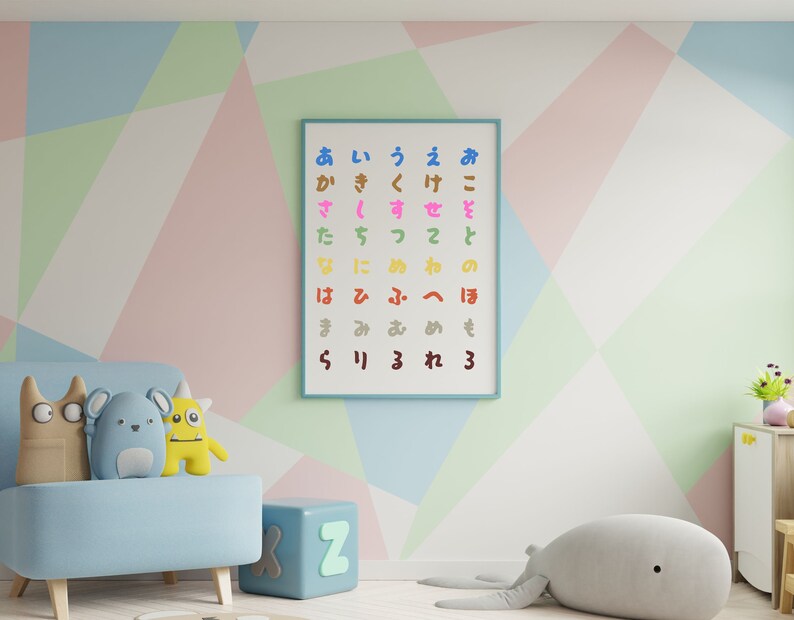 Alphabet Poster, Japanese Writing Art, Kids Room Decoration, Digital ...