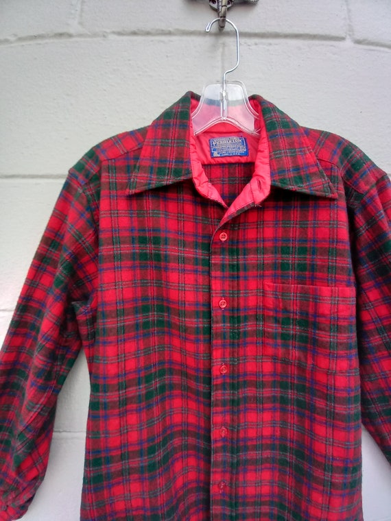1970’s Vintage Pendleton Men’s Woolen Lodge Shirt Red… - Gem