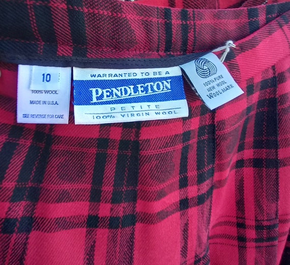 Vintage 80’s Pendleton Pleated Wool Skirt Red and Bla… - Gem