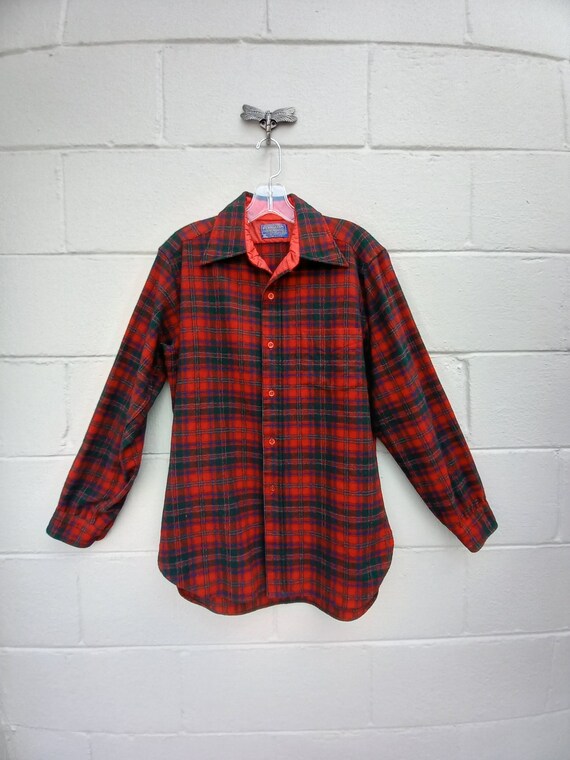 1970’s Vintage Pendleton Men’s Woolen Lodge Shirt Red… - Gem
