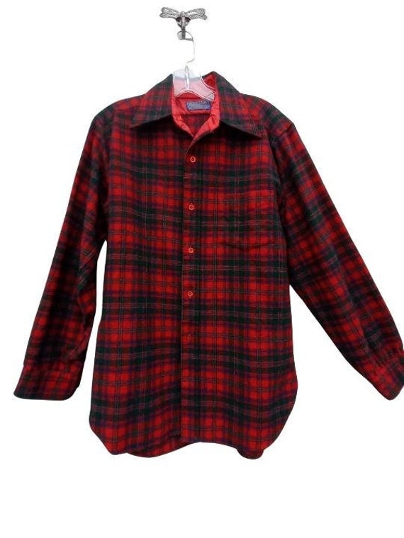 1970’s Vintage Pendleton Men’s Woolen Lodge Shirt Red… - Gem