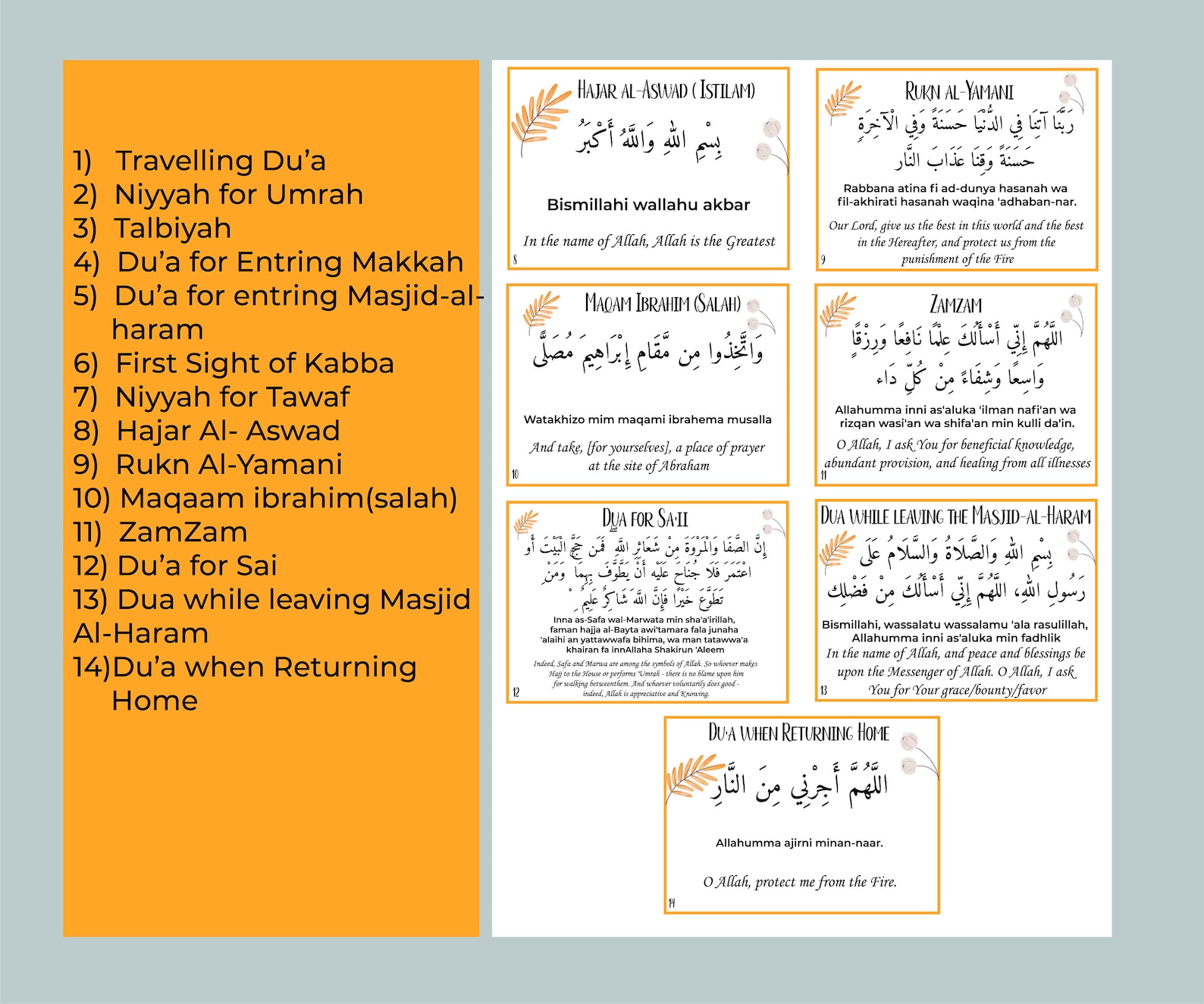 Umrah Duas Printable Cards | Umrah Duas Cards | Omrah Guide | Islamic ...