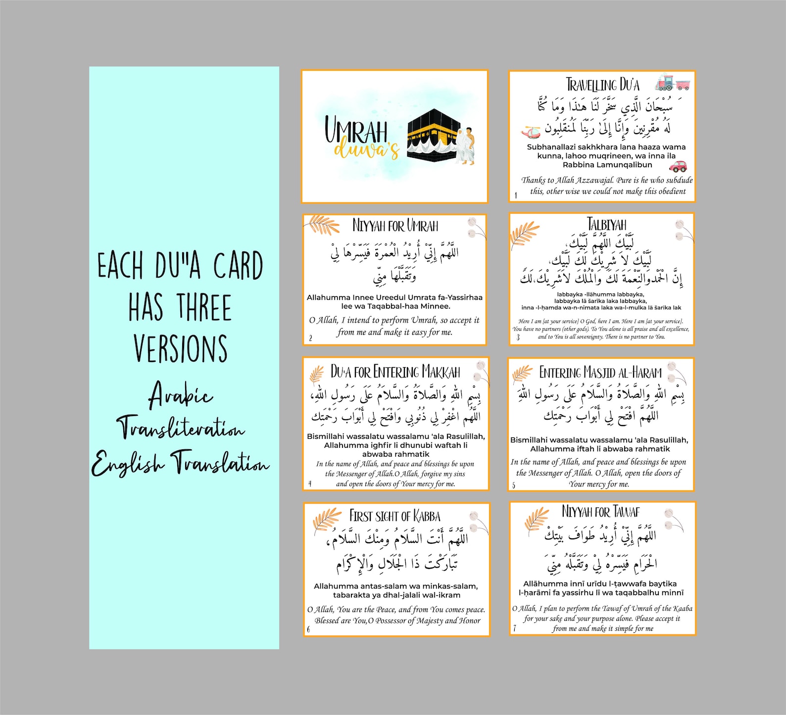 Umrah Duas Printable Cards | Umrah Duas Cards | Omrah Guide | Islamic ...