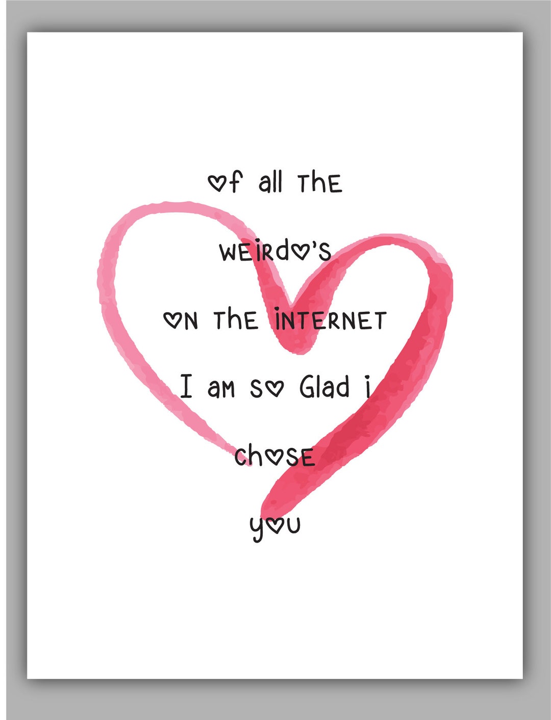 Printable Valentine Card, Printable Heart Valentine's Day Card ...