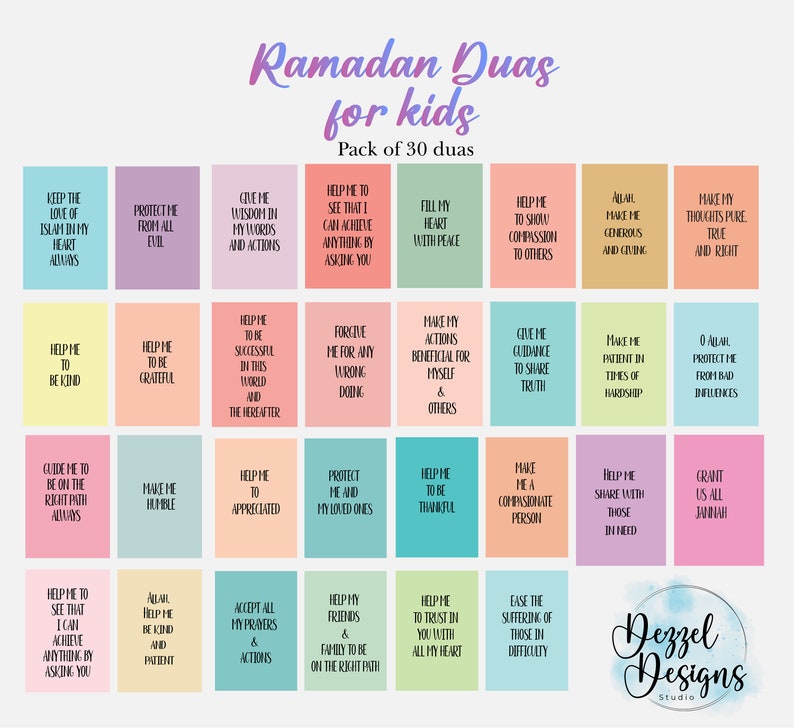 Ramadan Duas for Kids / Ramadan Printable Cards / Ramadan Activities ...