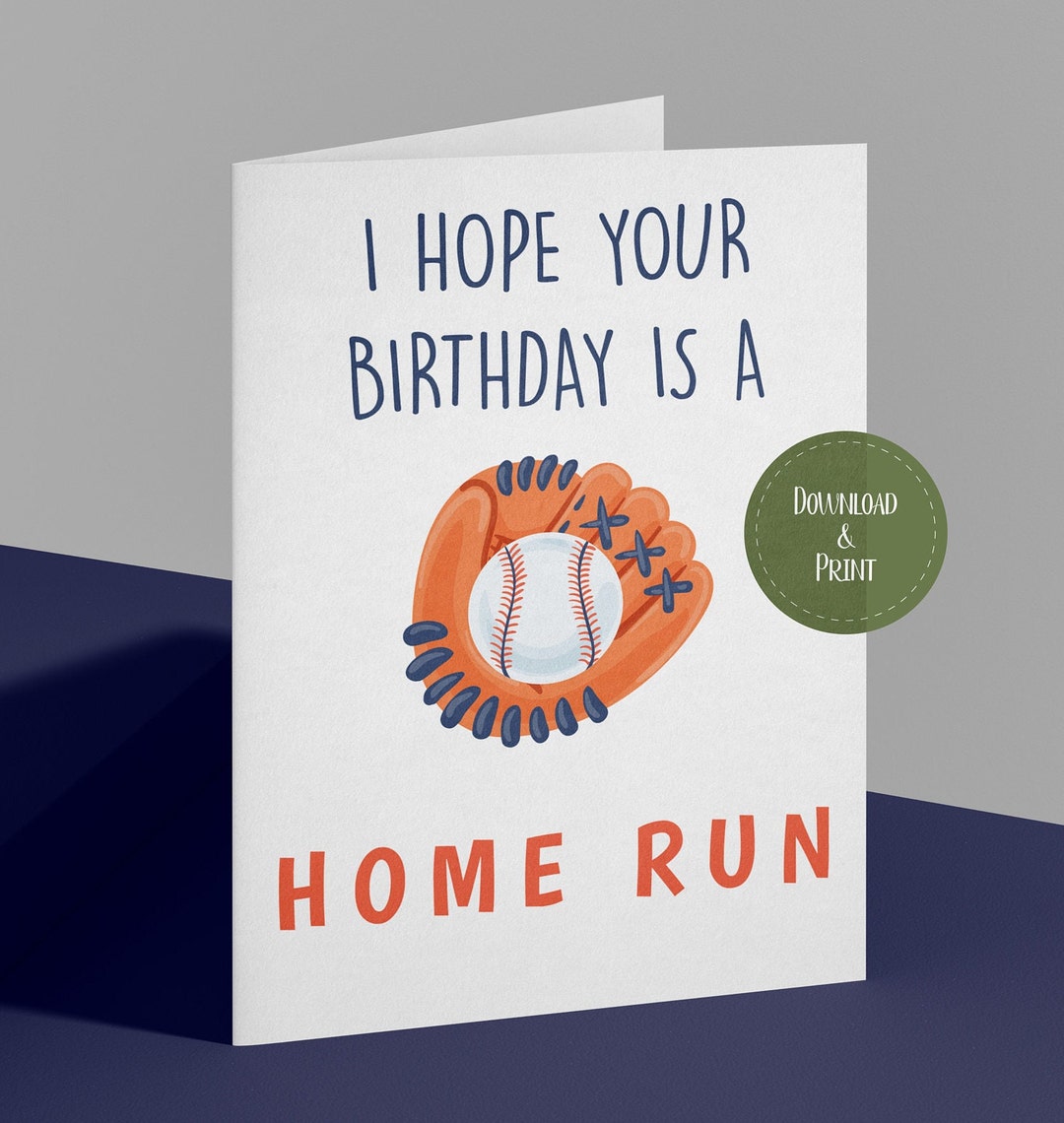 Digital Birthday Card PNG & PDF | Printable Baseball Themed Card | Gift for Baseball Lovers ...