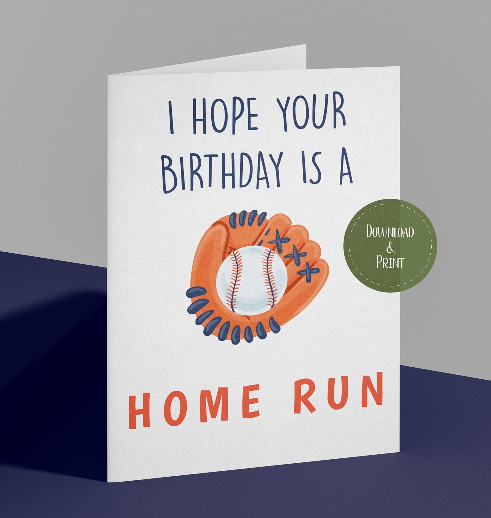 Digital Birthday Card PNG & PDF | Printable Baseball Themed Card | Gift ...