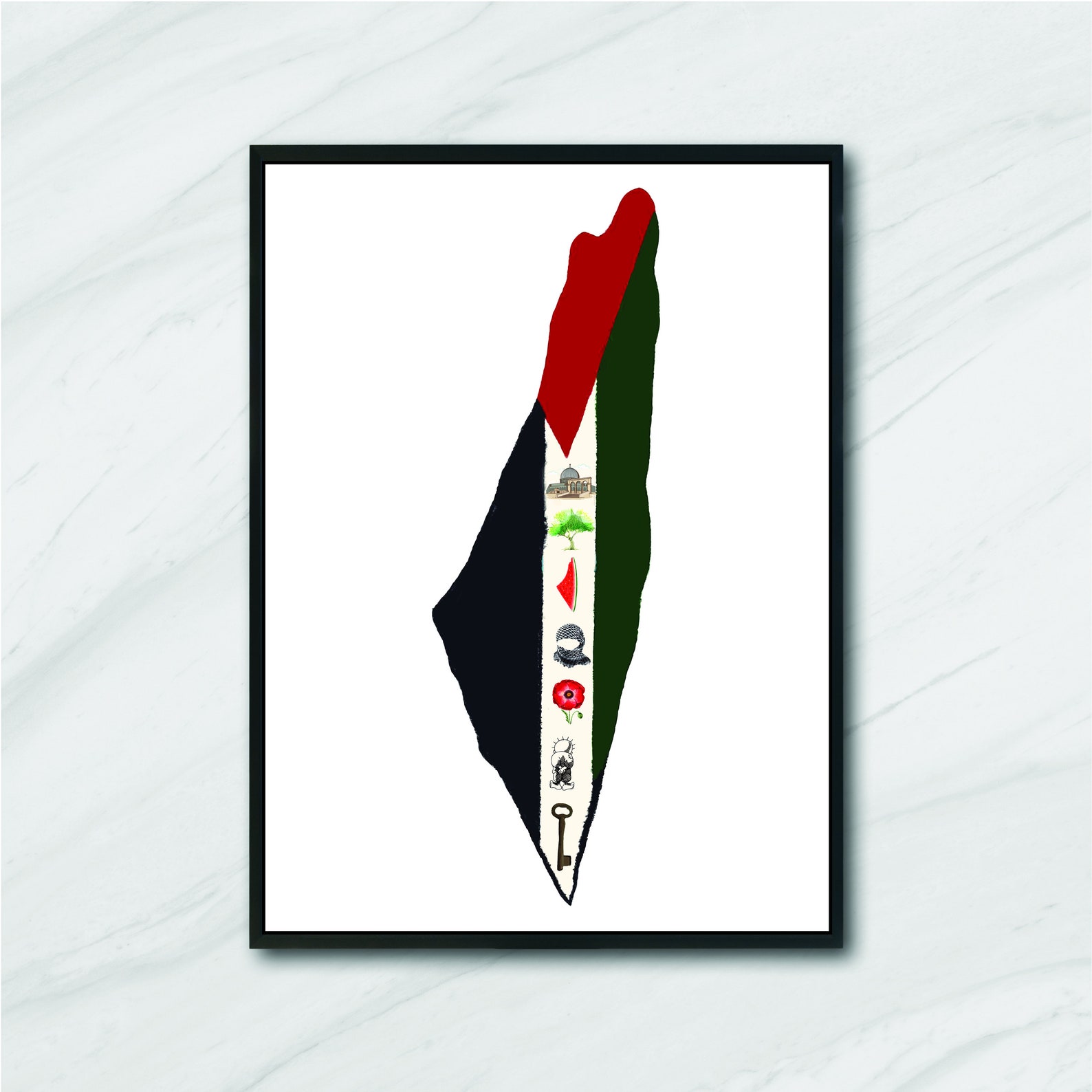 Palestine Map With Symbols SVG, PNG and PDF T-shirt Design| With Masjid ...