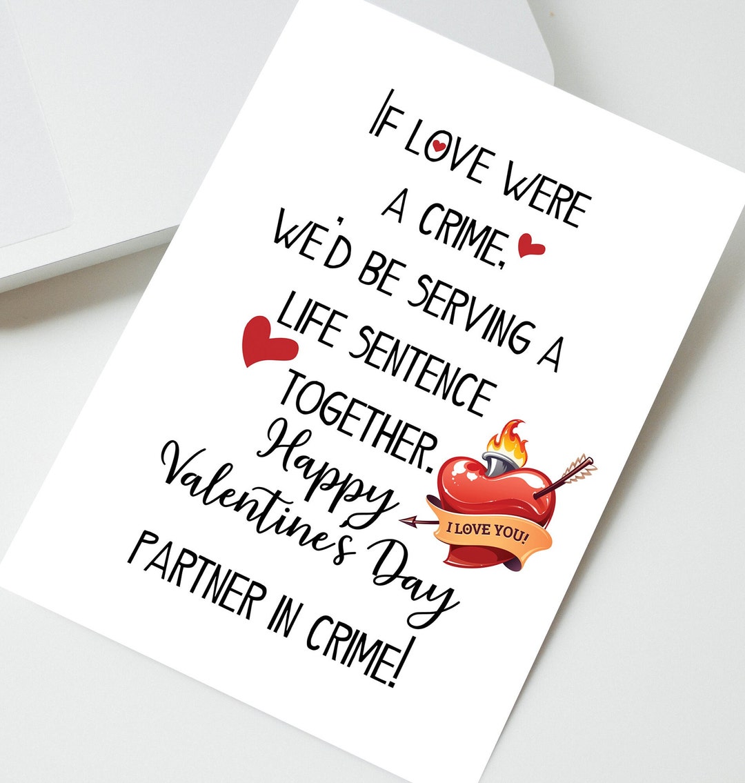 Partner in Crime Printable Valentines Card| Digital Card Instant ...