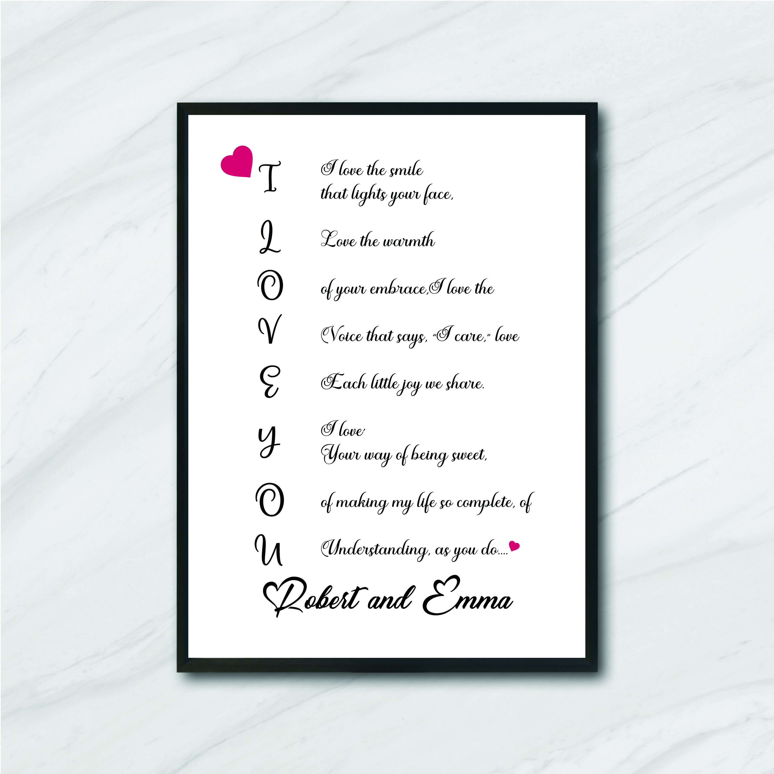 I Love You Valentines Card Design I LOVE YOU Card and A4 Digital Print ...