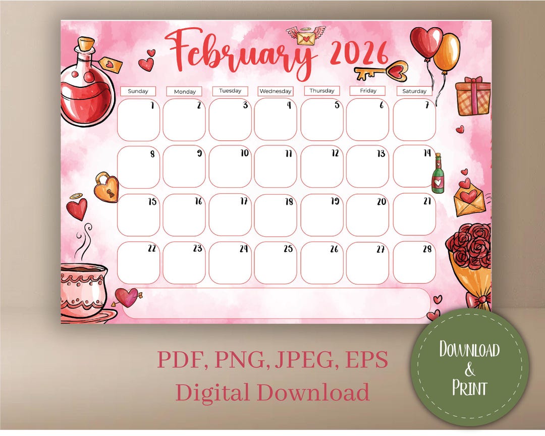 EDITABLE Fillable February 2026 Calendar, Cute Valentine Sweets Planner ...