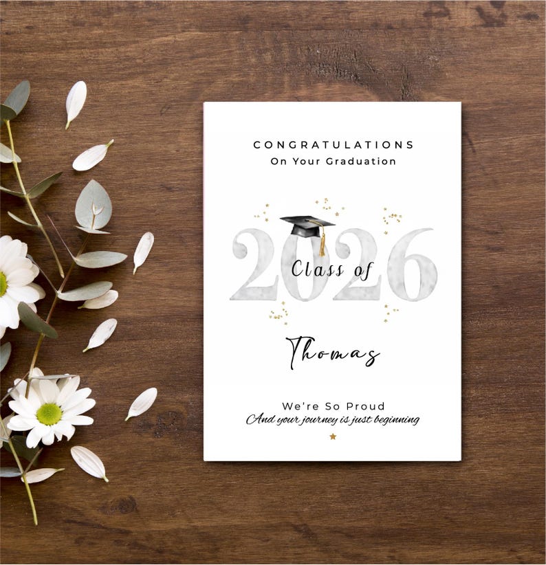 Personalized Graduation Card | Class of 2026 Modern Minimalist Design ...