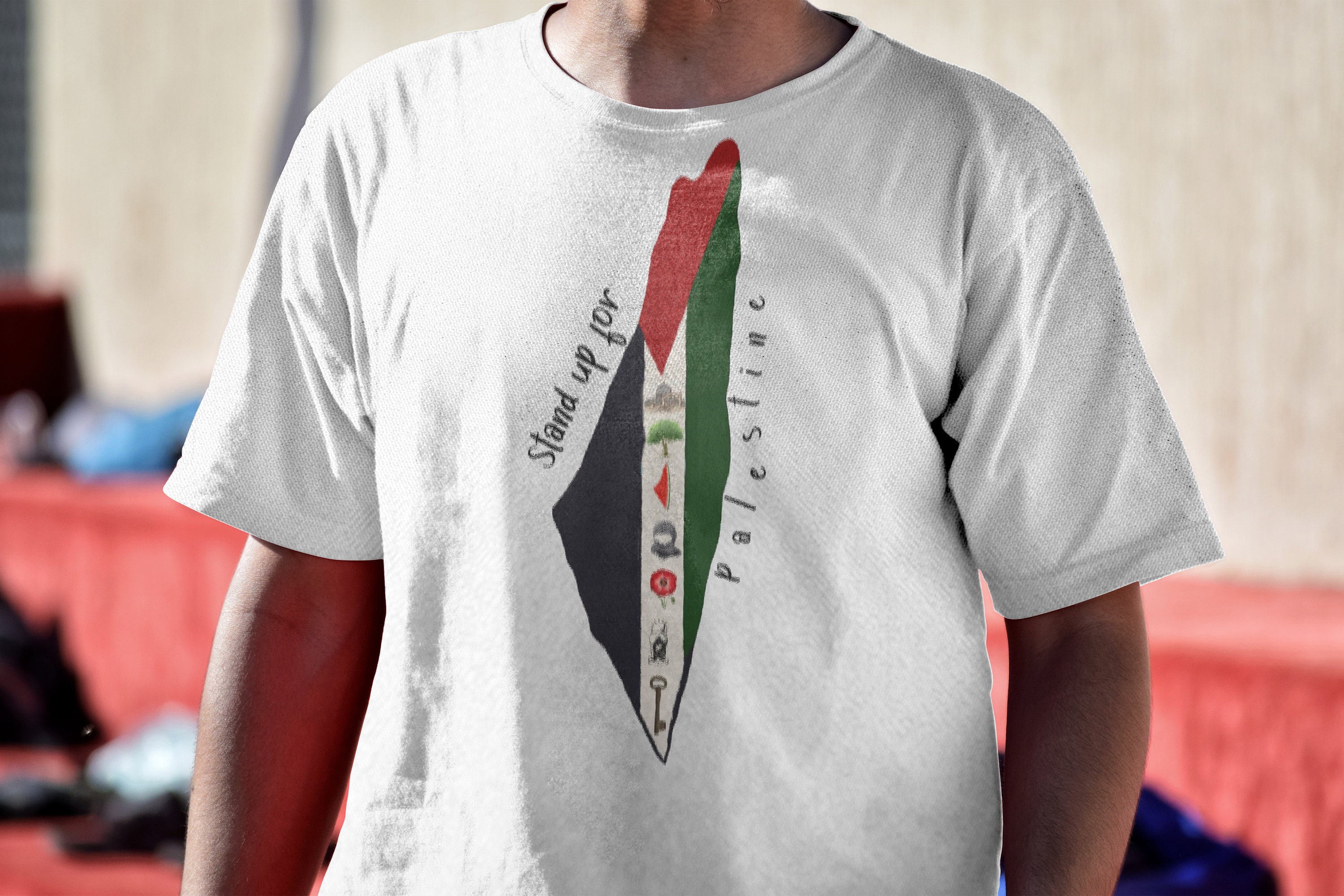 Palestine Map With Symbols SVG, PNG and PDF T-shirt Design| With Masjid ...