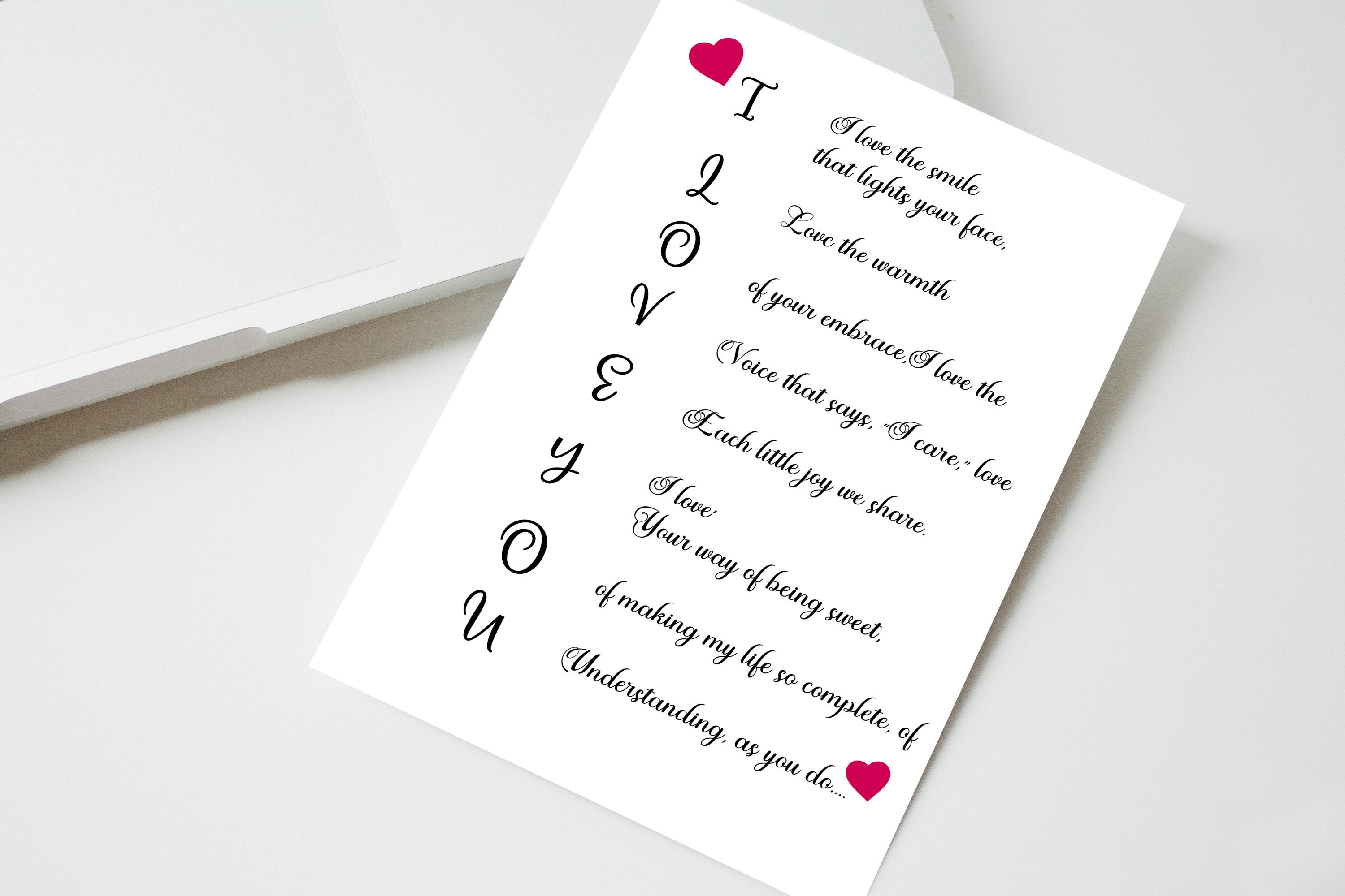 I Love You Valentines Card Design I LOVE YOU Card and A4 Digital Print ...