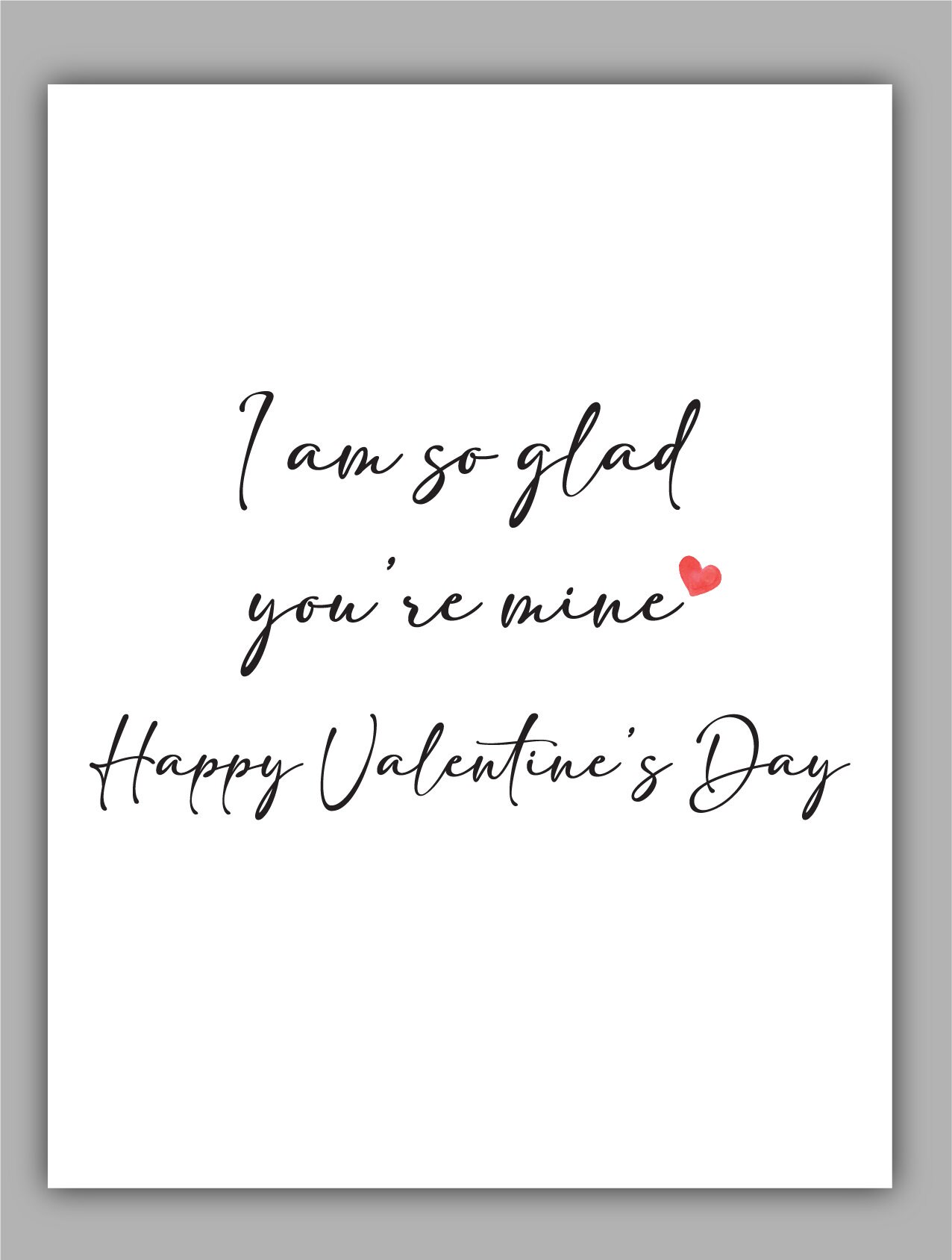 Printable Valentine Card, Printable Heart Valentine's Day Card ...