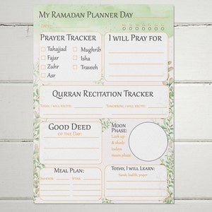 Printable Ramadan Planner| 2024 Islamic Daily Planner Printable Islamic ...