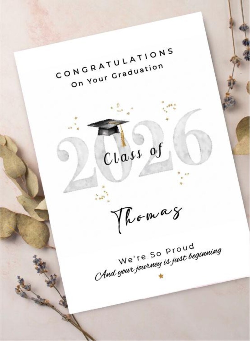 Personalized Graduation Card | Class of 2026 Modern Minimalist Design ...