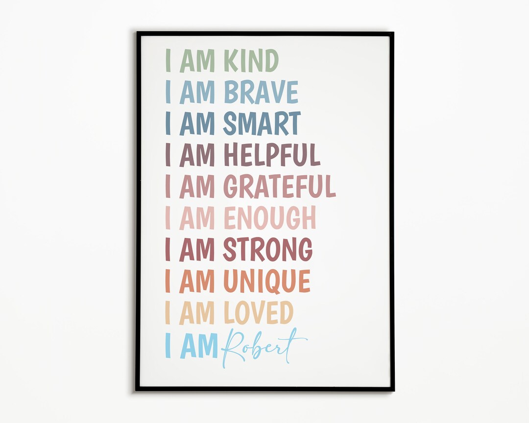 Personalized Affirmations for Kids, Affirmations Print, I Am Kind Smart ...