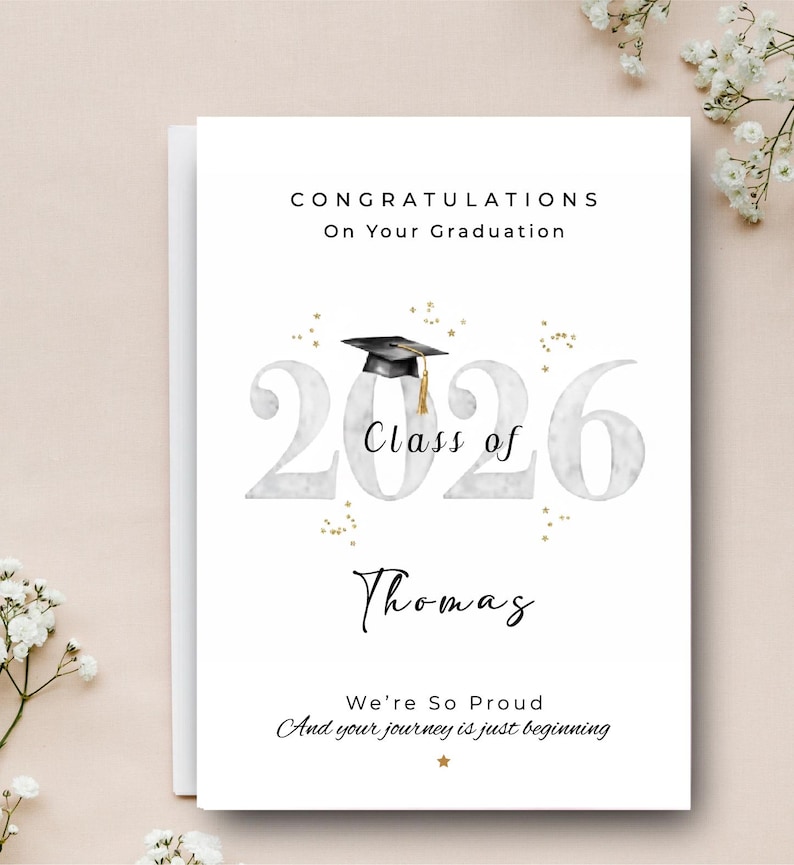 Personalized Graduation Card | Class of 2026 Modern Minimalist Design ...