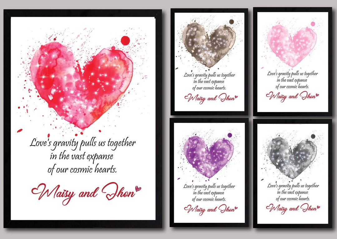 Personalized Couple Heart Print Digital Print Wedding Gift Anniversary ...