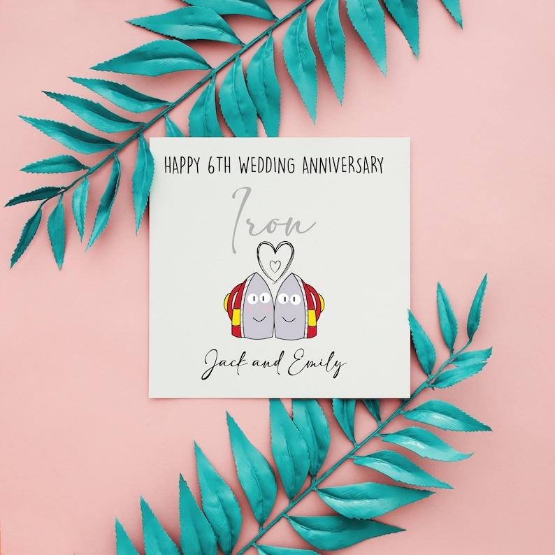 6th Anniversary Card, Iron Anniversary, Personalized Card, 6th Wedding ...