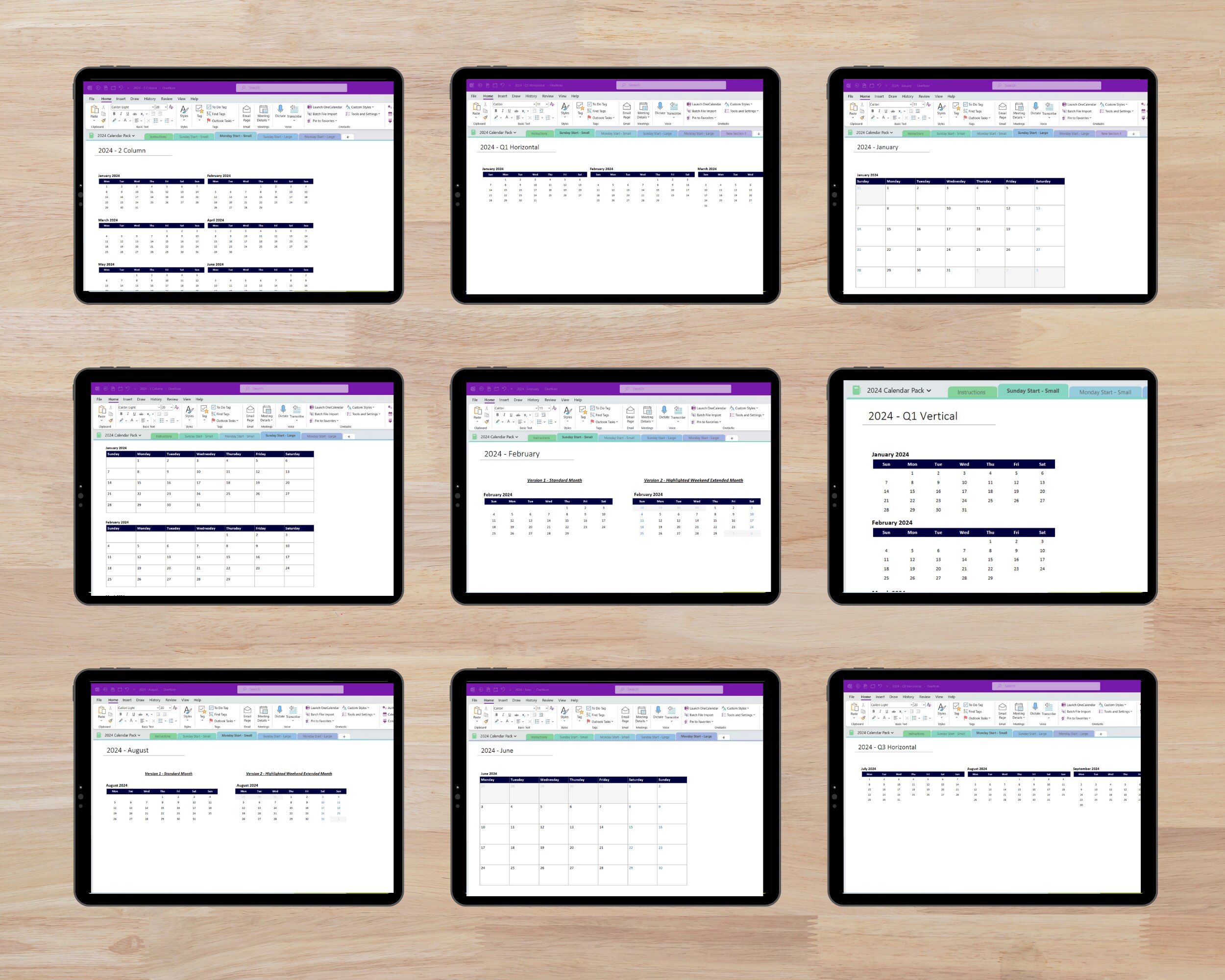 2024 Onenote Calendar Pack, Yearly Quarterly Monthly, Sunday and Monday ...