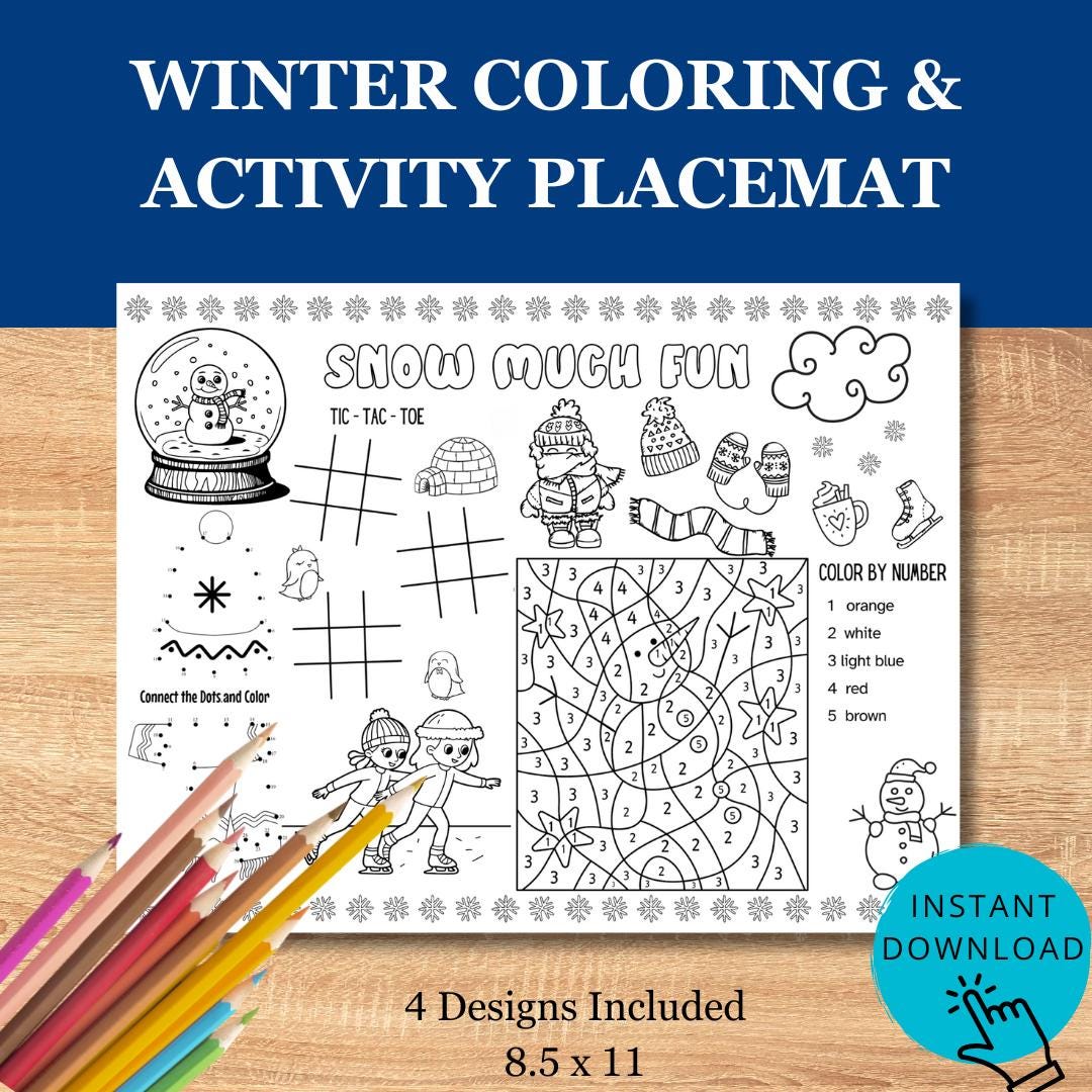 Winter Kids Activity Mats | Printable Placemat | Instant Download ...