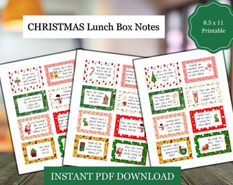 Christmas Lunchbox Notes printable - Etsy